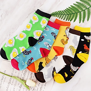 Jeasona Women's Cute Socks Dachshund Chicken Bee Hedgehog Panda Gifts for Women (US, Numeric, 5, 8, Regular, Regular, Multicolored Chicken)
