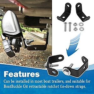 E-cowlboy for BoatBuckle G2 Universal Strap Mounting Bracket Kit #F14254 Retractable Transom Straps Mounting Bracket Kit for Boat Trailers 3-Sided Brackets