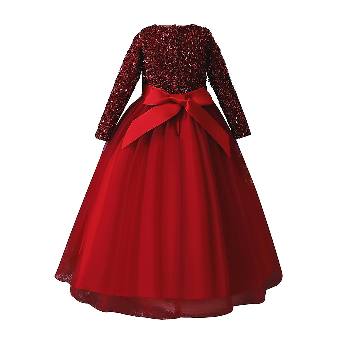 Baby Girls Valentine's Day Sequin Dress Outfit Party Clothes Girl Kids Long Sleeve Wedding Princess Pageant Dresses (Red, 11-12 Years)