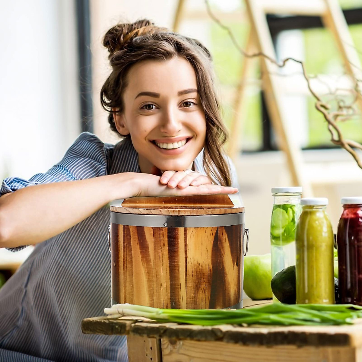 DOITOOL Rice Pot 1 Set Rice Cooker with Lid Rice Bucket Rice Steamer Cooker Wooden Rice Steamer Cooking Pot Steamer Pot for Restaurant Kitchen Cookware Dumpling Steamer Basket