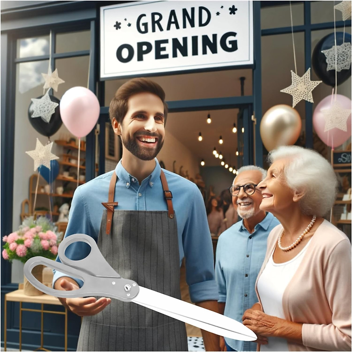 25" Giant Ribbon Cutting Scissors Silver — Heavy Duty Extra Large Grand Opening Ribbon Cutting Ceremony Scissors for Grand Openings Inaugurations Ceremonies & Special Events