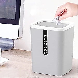 IKAAR Plastic Mini Trash Can with Lid Mini Countertop Trash Can Tiny Desktop Wastebasketfor Bathroom Vanity, Desktop, Tabletop or Coffee Table Grey