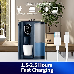 DAQVQ Automatic Mouthwash Dispenser for Bathroom, 4 Gear, 21 Oz, LED Display, Rechargeable Mouthwash Dispenser Container with Magnetic Cups Countertop/Wall Mounted Bathroom Accessories-Neatwhite