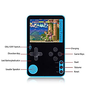 Qblahip Simple Arcade-Style Handheld Retro Video Game Console for Gameboy Built-in 500in1 Classic Games as Gift (Blue)