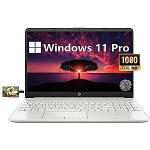 HP 15 Business Laptop, 15.6" FHD IPS Display, Intel Core i3-1115G4, Windows 11 Pro, 8GB RAM 256GB SSD, Fingerprint, HDMI, WIFI,32GB Durlyfish USB Card