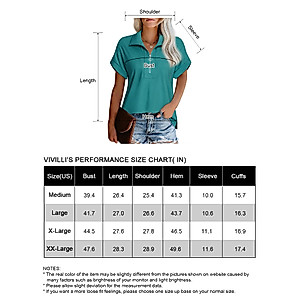 Vivilli Dressy Tops for Women Summer Blouses for Women 2024 Collared Shirt for Women Short Sleeve Shirts Womens Fashion Blouses Tops V Neck Drop Shoulder Polo Tee Shirts for Work Office Dark Green L