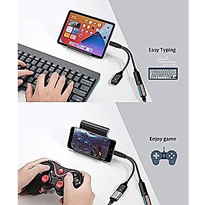 USB C to USB Adapter with Type C Charging, 2 in 1 Type C 3.0 OTG Splitter with 60W PD Fast Charge Compatible for Galaxy S23 S22 S21 S20 S20+ Note 20/10,Switch,LG V40 V30 G8, Pixel4 XL,Google TV 2020