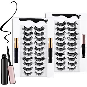 20 Kinds of 3D 5D Magnetic Eyelash Kit with Different Density, Magnetic Eyelashes with 4 Magnetic Eyelash Glue and 2 Tweezers, for Women and Girls Natural Look No Glue Needed