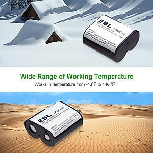 EBL CR-P2 Batteries, 6V 1400mAh Lithium Photo Battery Replaces 223A DL223A EL223AP