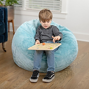 Flash Furniture Dillon Small Teal Furry Bean Bag Chair for Kids and Teens