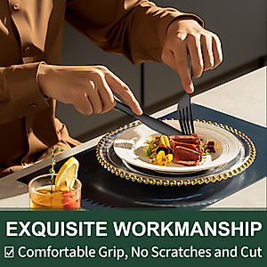 20-Piece Black Silverware Set, EWFEN Black Flatware Set for 4, Food-Grade Stainless Steel Tableware Cutlery Set, Mirror Finished Utensil Sets for Home Restaurant