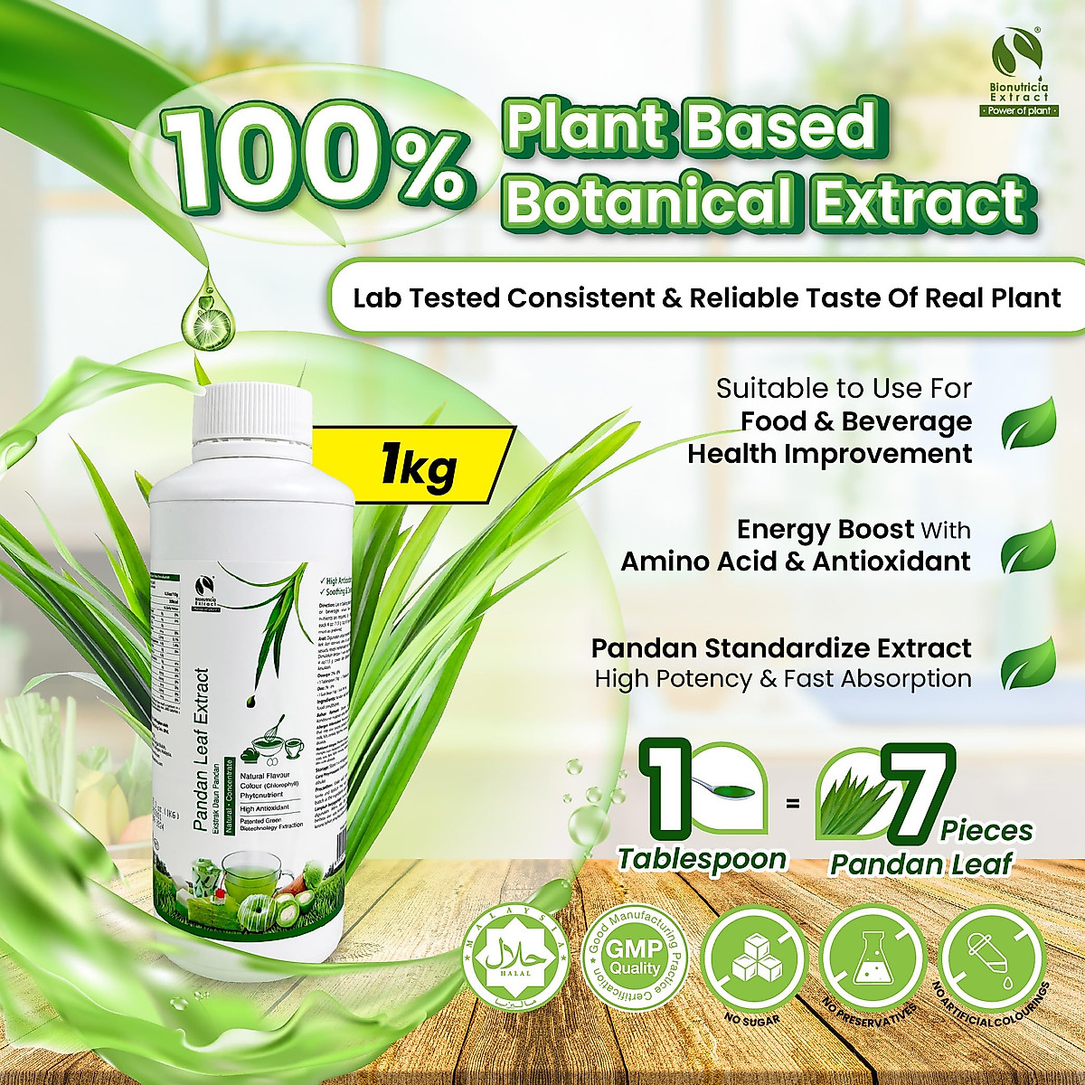 2 Bottles Natural Color Chlorophyll of Pandan Leaf Extract Concentrate for Bakery & Beverage (1000g),Vanilla of The East, Fresh Natural Asian Gourmet Baking Ingredient, Natural Flavor,