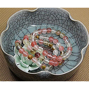 Natural Volcano Cherry Quartz Gemstone 8mm Round Beads Stretch Bracelet 7 Inch