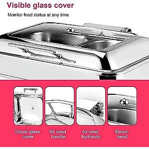 9L Electric Buffet Warmer, Chafing Dish Buffet with Heating Tray, Electric Buffet Warmer for Buffet Food Warmer, Buffet Server