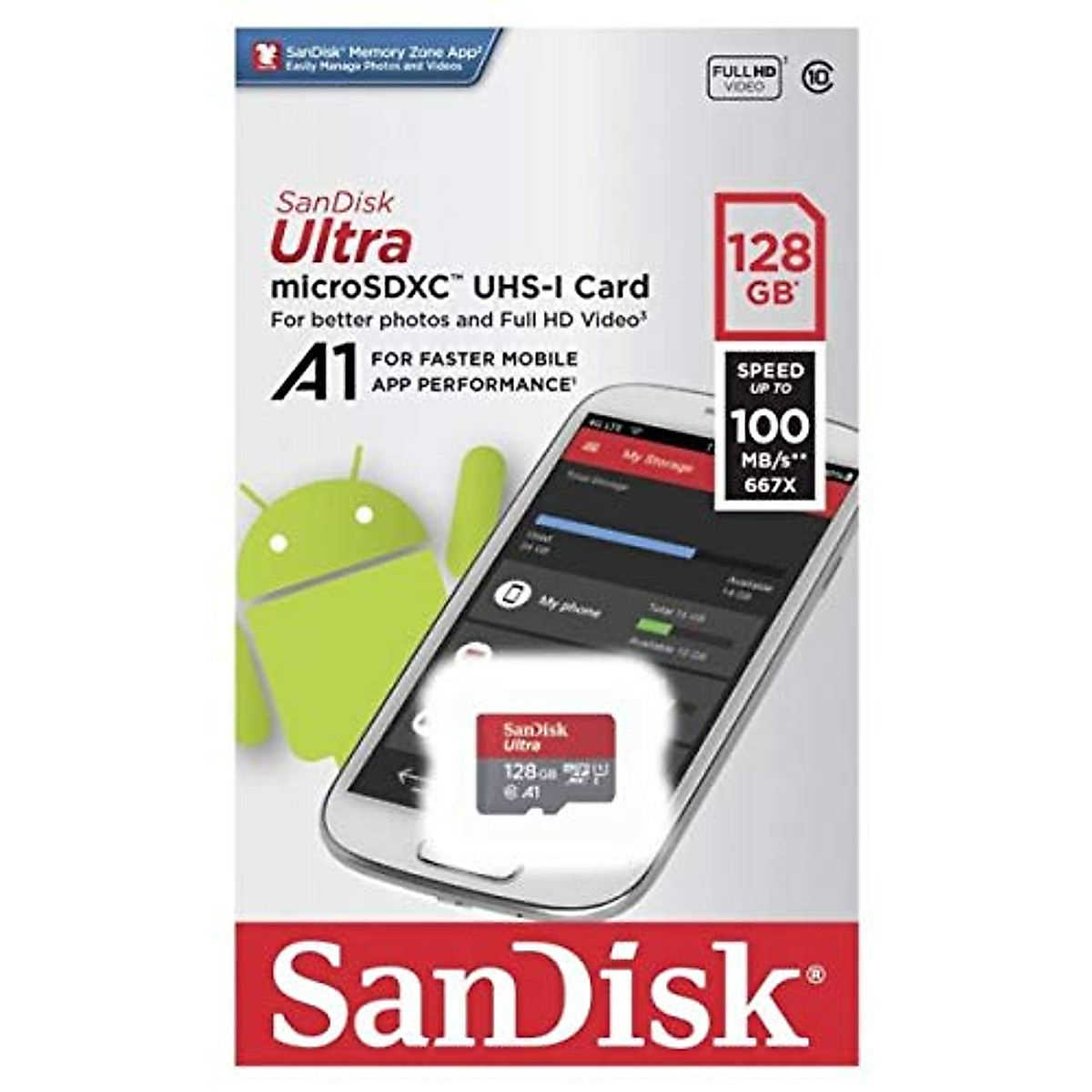 128GB SanDisk Ultra UHS-I Class 10 80mb/s MicroSDXC Memory Card works with Samsung Galaxy S8, S8 Plus, S8 Note, S7, S7 Edge, S5 Active, S4 Cell Phones with Everything but Stromboli Memory Card Reader