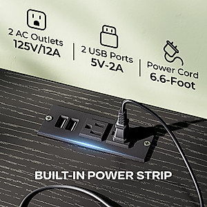 Huuger TV Stand Dresser with Power Outlets and LED Lights, 4 Drawers Entertainment Center with Open Shelf, Media Console for 50 43 Inch TV, Dresser with PU Finish, Black