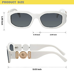 mosanana Trendy Sunglasses for Women Men Creamy White Rectangle Vintage Retro Fashion Cool 90s Cute Ladies Rectangular Funky 70S Aesthetic Small 2000s Skinny Stylish Chunky 2023 Unique Shade Tracer