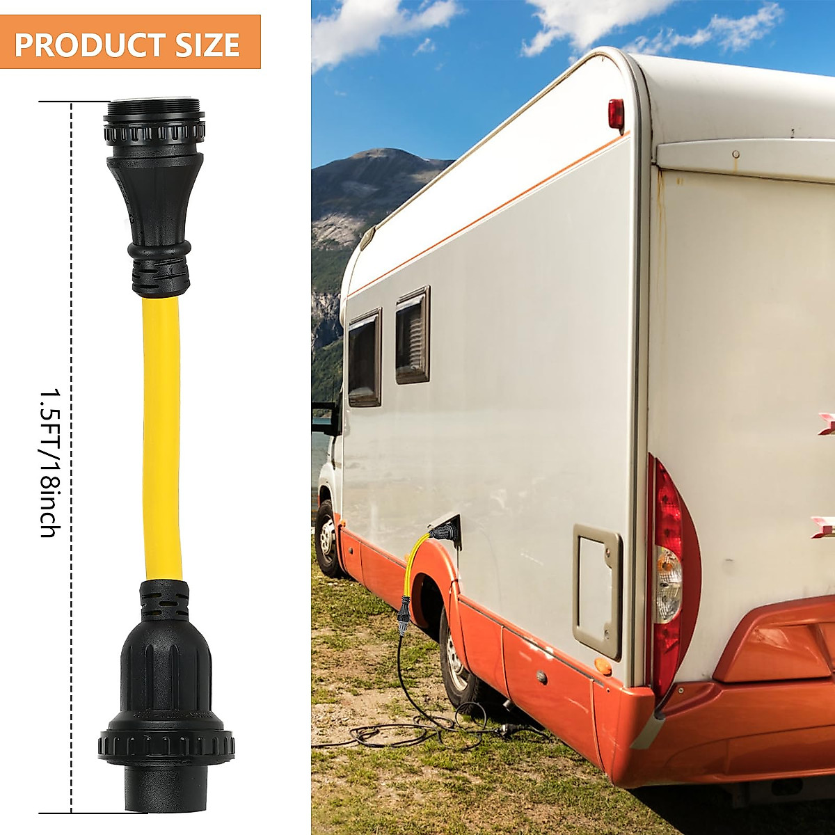 1.5FT NEMA SS2-50P to L5-30R Charger Power Adapter Cord, Cable Shore Power Adapter 125/250 Volt Marine Shore Power Twist Lock Male Plug for 50A Twist Lock Receptacle for RV, Yacht, Marine or Boat