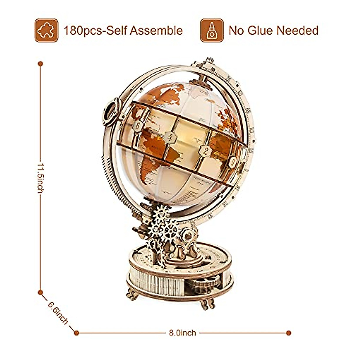 ROBOTIME 3D Puzzles for Adults, Wooden Puzzle Model Kits for Adults to Build, Unique Gift Aesthetic Desk Decor with LED Light