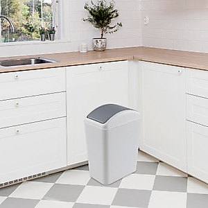 Nesmilers 16 Liter Swing Lid Garbage Can, Plastic Trash Waste Bin