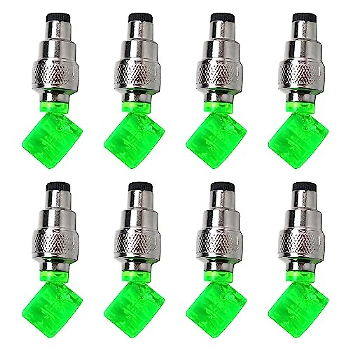 8 PCS LED Wheel Lights Flash Light Tire Valve Cap Lamp for Car Trucks Motorcycle Bike (Dice, Green)