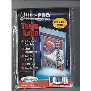 5 Ultra Pro Team Bags Resealable (5 100ct Packages) - For Storing Baseball, Football, Hockey Cards. Great for Top Loaders