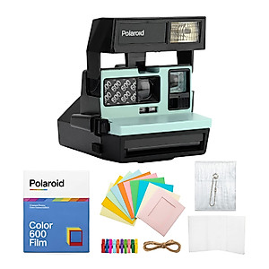 Polaroid 600 Instant Camera (Arctic Blue) Bundle with Polaroid Originals Color Instant Film for 600 Cameras (8 Exposures) and Film Accessories (3 Items)