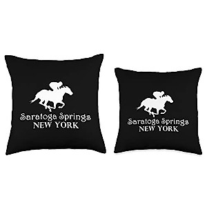 Saratoga Springs Horse Racing Tees Saratoga Springs New York Horse Racing Jockey Throw Pillow, 16x16, Multicolor