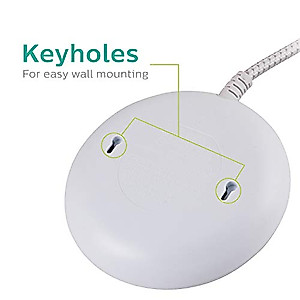 Philips 3 Outlet 2 USB Surge Protector Orb, 8 ft Braided Extension Cord, Flat Plug, Power Hub, Round, 450 Joules, White, SPP6230WC/37