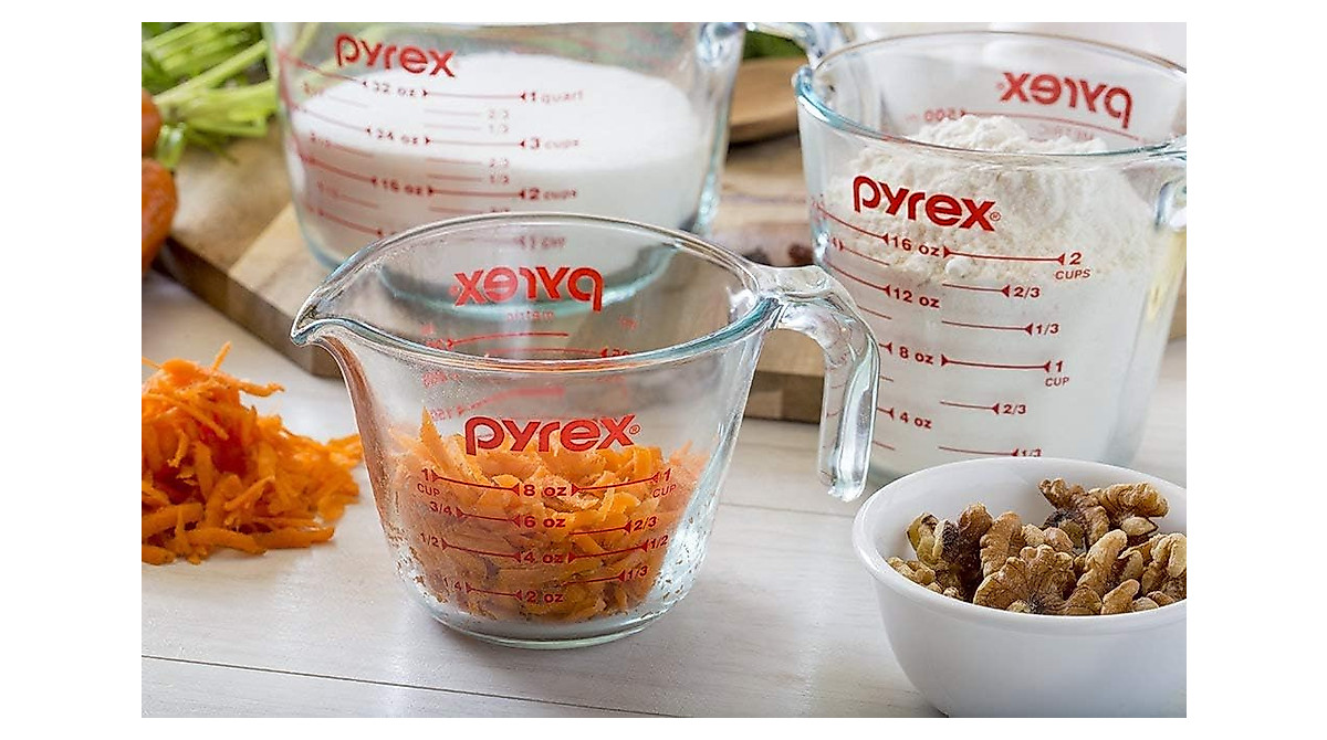 Pyrex 3 Piece Glass Measuring Cup Set - Easy Read & Pour
