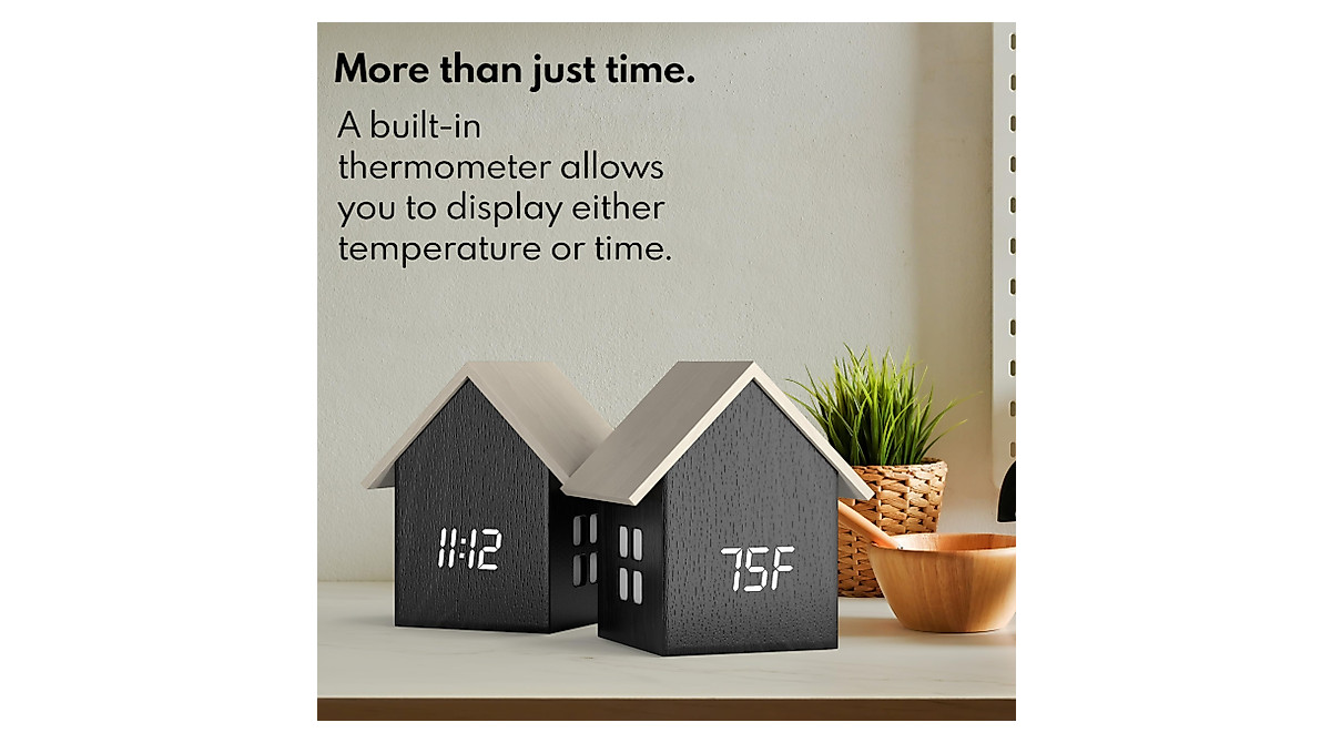 Driini House-Shaped LED Alarm Clock - Cute & Compact