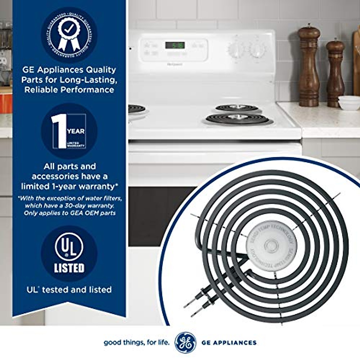 GE & HOTPOINT ELECTRIC RANGE BURNER ELEMENT SENSI-TEMP COIL - 8”