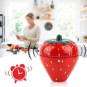 Mechanical Kitchen Timer Kitchen Reminder Alarm Clock Countdown Clock -Red Strawberry Shaped