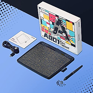 Drawing Tablet Artisul A801 Graphics Tablet 9 Inch Art Tablet with 8192 Pressure Battery-Free Pen, 4 Hot Keys, Compatible with Windows, macOS & Android Mobile, Perfect for OSU, Animation, Art Design