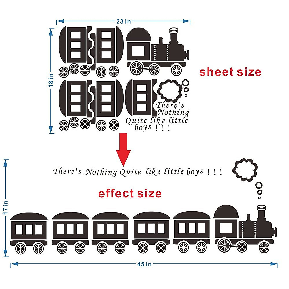 ANFRJJI Train Wall Decal and High-Speed Rail Wall Sticker with Removable PVC - Perfect for Decorating Kids' Rooms, Nurseries, and Student Dorms JWH142 (Black)