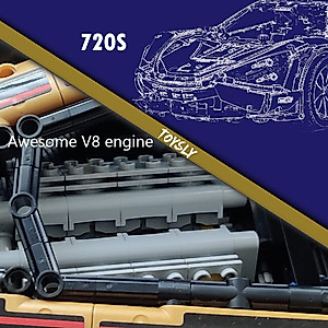 TOYSLY Technique Building Block Set for Adults, Model Cars Kits to build and 720 MOC Building Kits and Engineering Toy for teens, 1:8 Scale Race Car Model (3149 PCS)