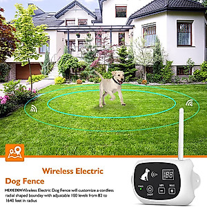 HEXIEDEN Wireless Electric Dog Fence,Pets Dog Boundary Containment Fence System,with Waterproof Rechargeable Training Collar Receiver,Adjustable Range Sizes,Harmless for Dogs,for 1 2 3 Dogs,for2dogs