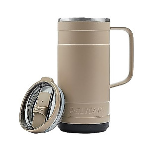 Pelican Hydration Pelican Ridge™ 18 oz Vacuum Insulated Tumbler - Recycled Stainless Steel Double Wall Travel with Dual Lid, Powder Coated Insulated Coffee Mug For Hot Cold Drinks, Desert