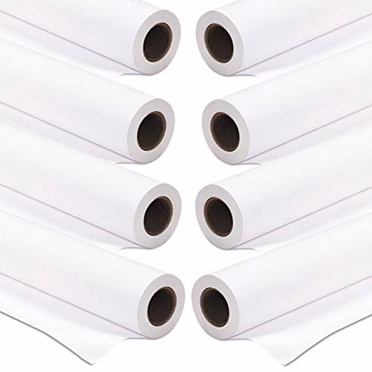 20lb Bond Paper - 8 Rolls at Bulk Pricing - 24" x 150' - 2" Core - 92 Bright White - Compatible with Inkjet Plotter Printers (HP Designjet, Canon & More).