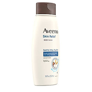 Aveeno Skin Relief Body Wash with Coconut Scent & Soothing Triple Oat Formula, Body Wash Soothes Itchy, Dry Skin, Coconut Scented Cleanser is as Gentle as Fragrance Free, 18 fl. oz