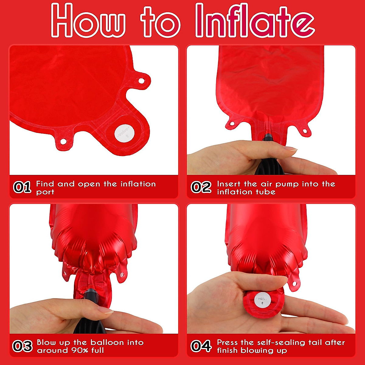 52 Pcs Red Letter Balloons,16 Inch Foil Alphabet Letter Balloons,Letter A-Z Balloons Banner Custom Phrase Balloons for Birthday Party Wedding Anniversary Decoration (Red 2 Set)