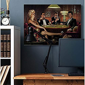 Stupell Industries Poker Game Night Vintage Hollywood Movie Star Classic Illustration, Design by Artist Jadei Graphics Wall Art, 36 x 1.5 x 48, Canvas