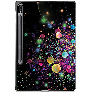 Berkin Arts Samsung Galaxy Compatible with Tab S8 Plus/ S7 FE/ S7 Plus Case 12.4 Inch Tri-Fold Stand Cover Holography Cosmic Colorful Galaxy Theme