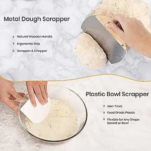 Jims Goods Bread Banneton Proofing Basket Set W/9 Inch Round & 10 Inch Oval Banneton Basket, Homemade Bread Sourdough Starter Kit W/Lame + Lame Case, Dough Scrapper & Whisk, Linen Liner (Set of 2)