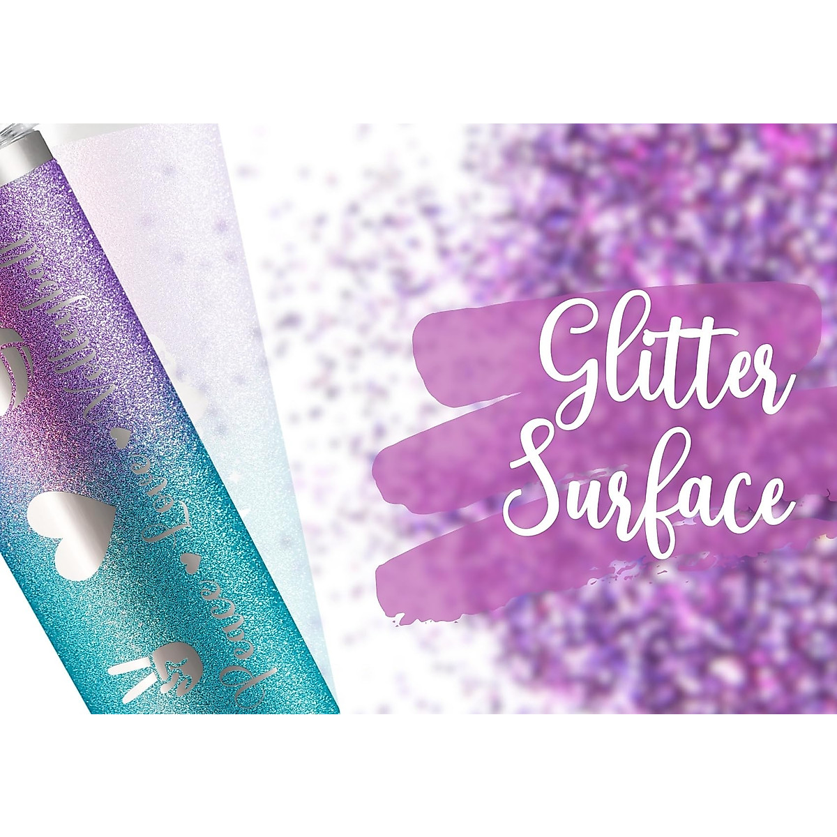 Onebttl Volleyball Gifts for Teen Girls & Team, Stainless Steel Kids Volleyball Tumbler, Double Wall Vacuum Insulated Bottle with Lid and Straw 20oz - Peace Love Volleyball (Glitter Purple Blue)