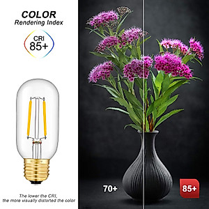 AOMRYOM 2W LED Tubular Bulb 2700K Soft White, 25 Watt Equivalent 250 Lumen, E26 Medium Base, Vintage Edison T45 Tubular Clear Glass Lengthened Filament Dimmable LED Light Bulbs, Pack of 8