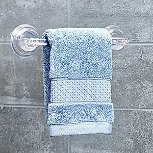 iDesign 52620 Plastic Power Lock Suction Towel Bar, Holder for Bathroom, Kitchen, Laundry Room, Mudroom, 11.2" x 5.65" x 2.35", Clear