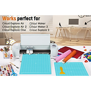 Colemoly 12x12 Cutting Mat 4 Pack Light for Cricut Maker 3/Maker/Explore 3/Air 2/Air/One 1 Pack Cut Cards Scraper Blue Grip Sticky Cricket Replacement Accessories Pad for Supplies,Crafts,Quilting