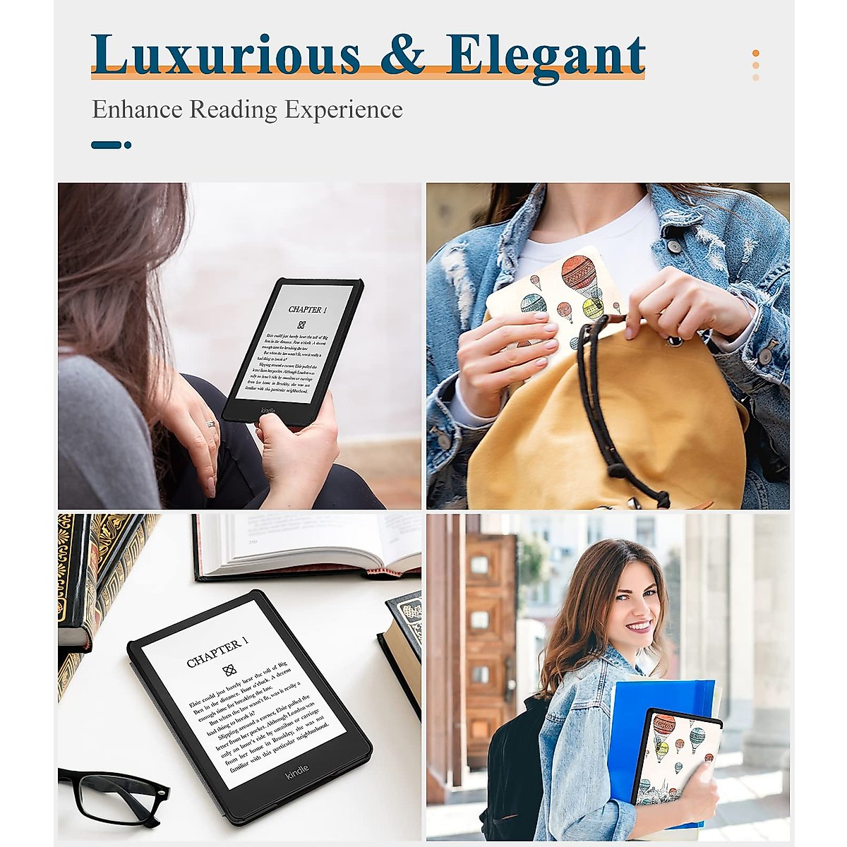 Dadanism Case Fits Amazon 6.8" Kindle Paperwhite(11th Generation 2021 Release), Casing Shell Cover with Auto Wake/Sleep for Kindle Paperwhite Signature Edition and E-Reader Protector, City Balloon