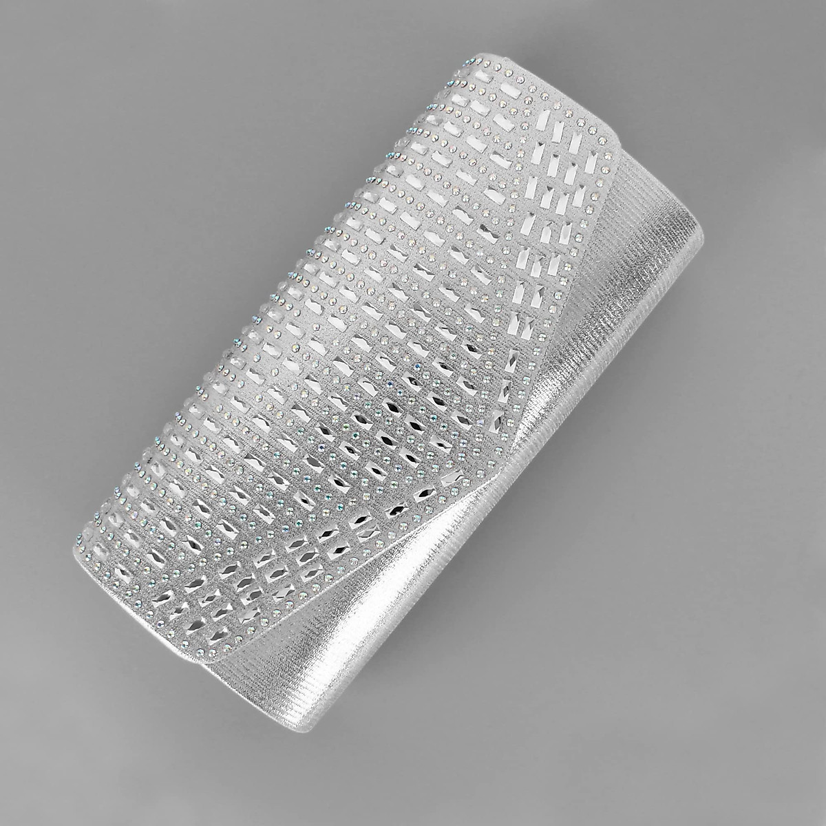 Quniko Rhinestone Flap Evening Clutch Purses Formal Sequins Handbag Crossbody Shoulder Bag for Women (Silver B)